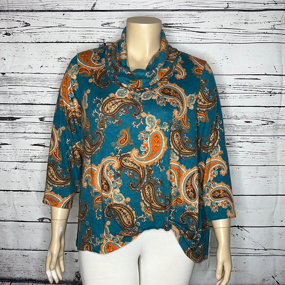 Ruby Rd. | Sweaters | Ruby Rd Woman Nwt 2x Paisley Print Cowl Neck Knot ...